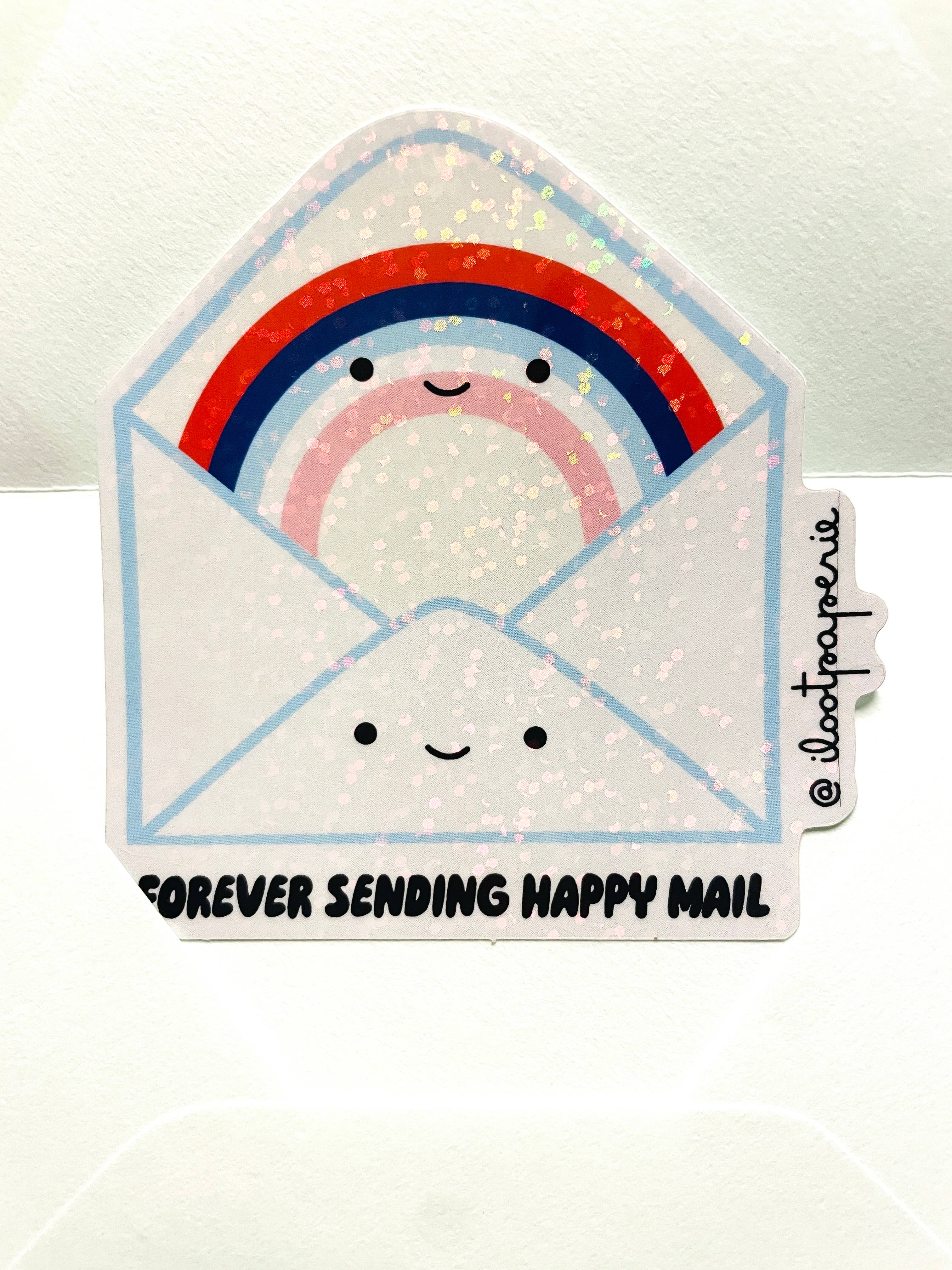 Forever Sending Happy Mail Envelope Glitter Sticker – Stationery Universe