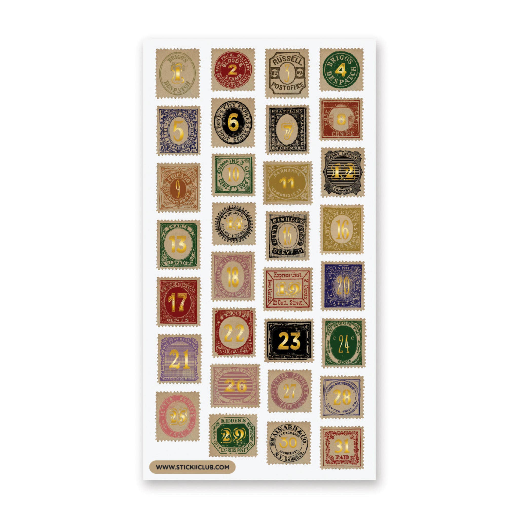 Gilded Stamp Numbers Sticker Sheet – Stationery Universe