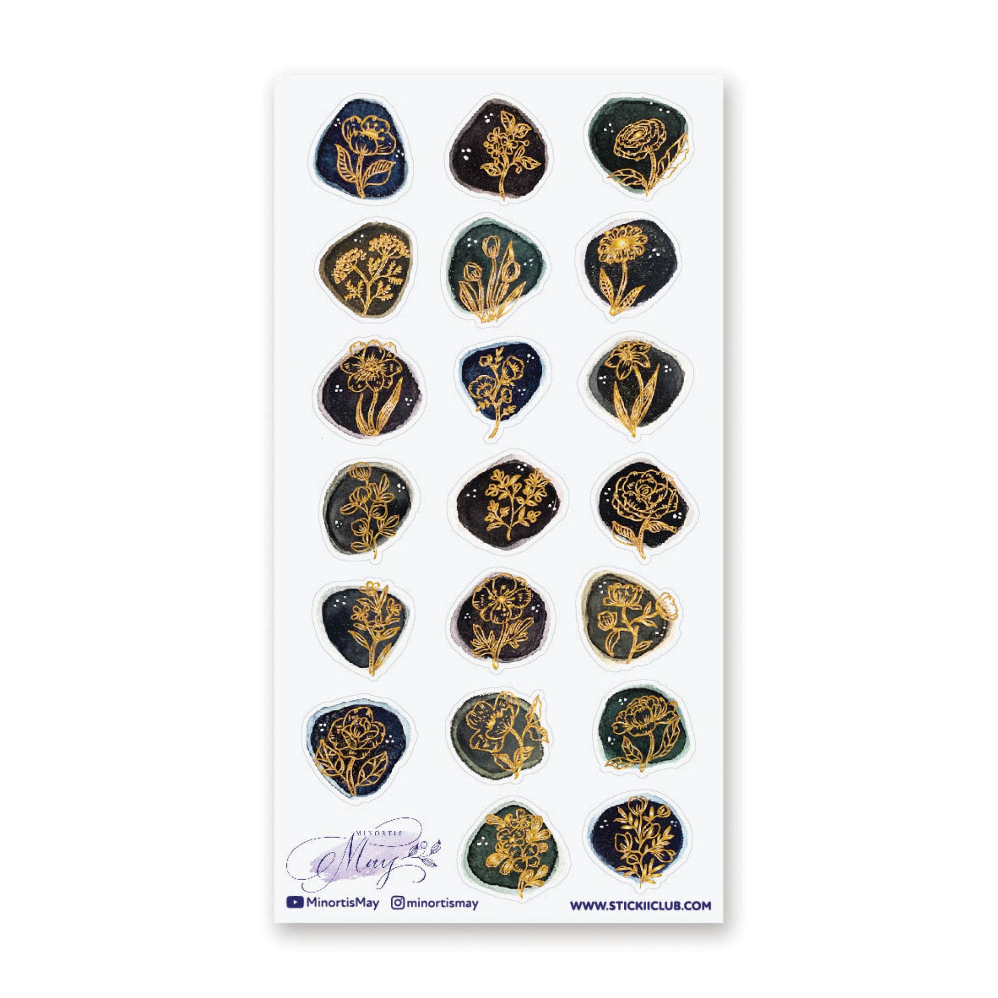 Golden Floral Seals Sticker Sheet – Stationery Universe