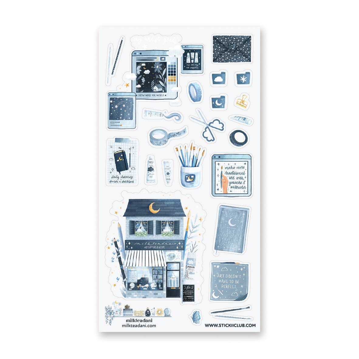 Cosmic Art Supply Sticker Sheet by @milkteadani – Stationery Universe